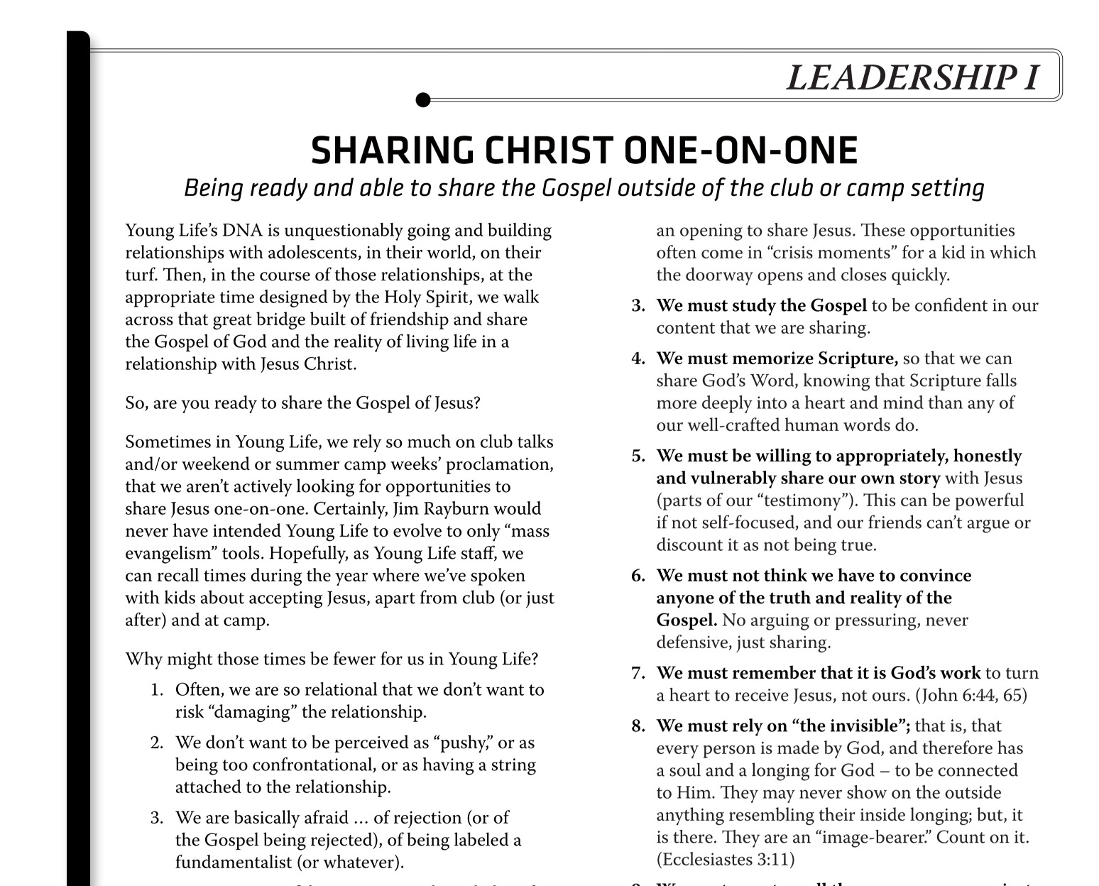 One-on-Ones: Both at Camp and at Home · The Young Life Leader Blog